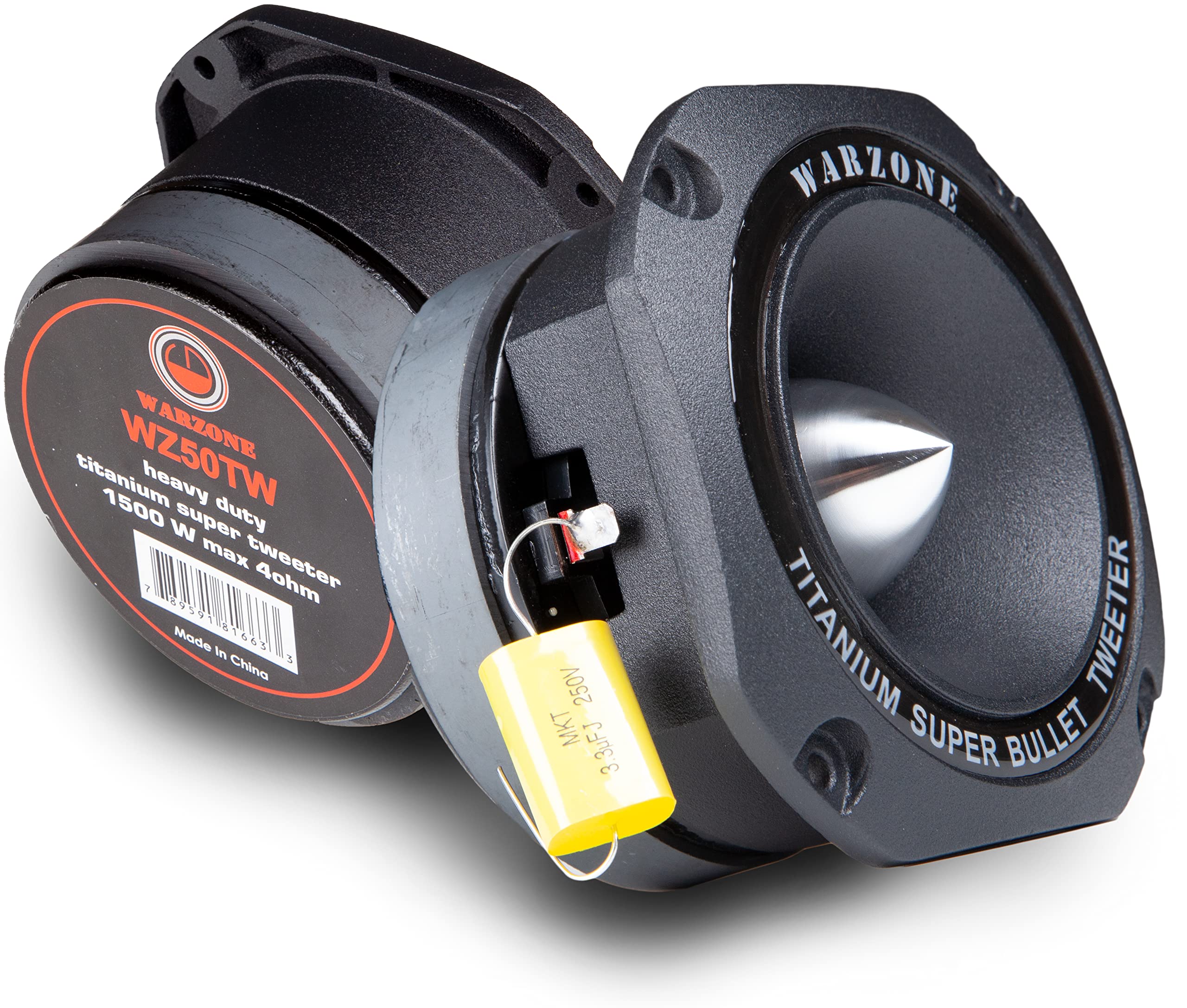 1x Gravity WZ50TW 1500W Heavy Duty Titanium Super Tweeter Loud Speaker 4-Ohms for Car, Van, ATV, Motorcycle, and Competition (Black)