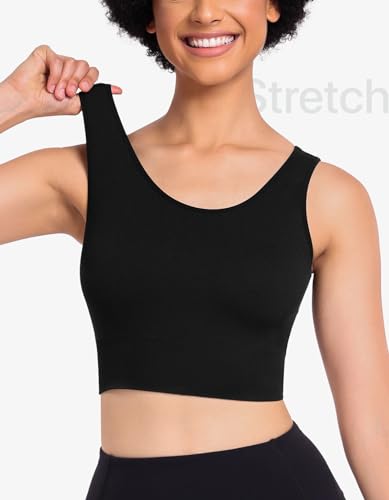 YADIFEN Longline Sports Bras for Women Comfortable Yoga Bras Compression Bra Workout Crop Tank Top