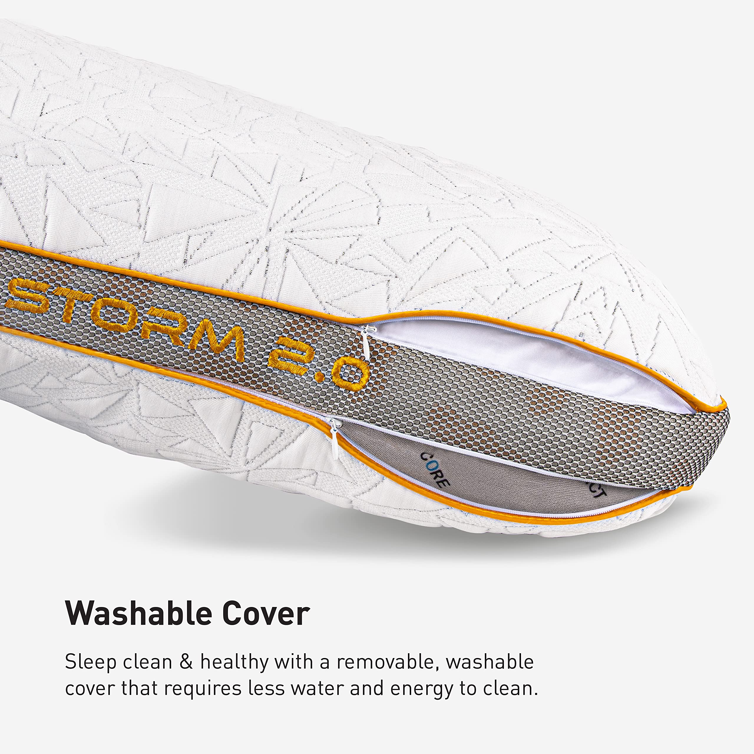 Bedgear Storm Performance Pillow - 2018 Version - Size 2.0 - Cooling Pillow for Hot Sleepers - Medium Firmness Bed Pillow for All Sleep Positions - Washable Removable Cover - 20" W x 26" L x 5.75" H