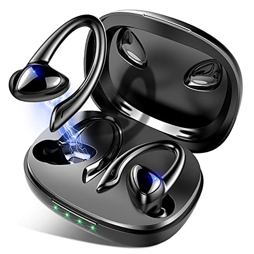 Wireless Earbud, Bluetoth 5.1 Earbud Wireless Earphones with Detachable Earhook, HiFi Sound Noise Cancelling Bluetoth Earphones with Mic, 35H Playtime, IP7 Waterproof Headphones for Sport, Black