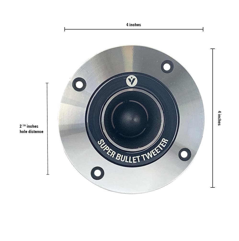 VOYZ 400 Watt Super Tweeter 2KHz - 20KHz - 1” Super Horn Heavy Duty Bullet Tweeter Titanium Diaphragm 4 ohms Chrome Finish with Crossover Capacitor (1 Pair)