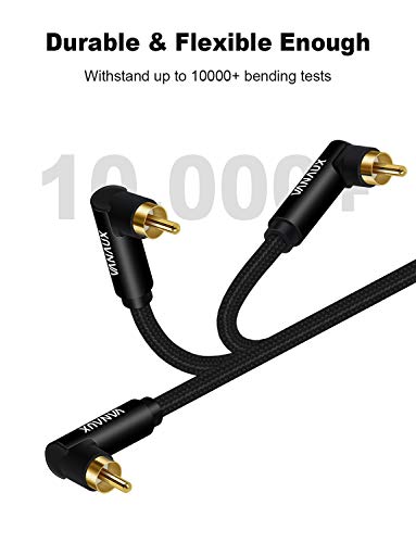VANAUX 90 Degree RCA Cable Subwoofer Cable Male to Male Digital Coaxial Audio Cable for Home Theater, Sound Bar, TV, PS4, Xbox,and More,Black (10ft/3m)
