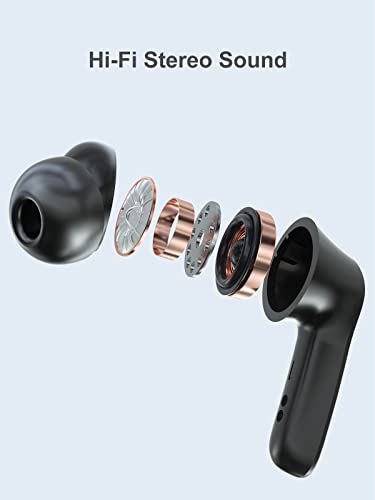Wireless Earbuds Bluetooth 5.1 Headphones 48Hrs Playtime with LED Digital Display Charging Case, in Ear Earphones Stereo Headset with Mic and Touch Control for iPhone Android SmartPhone Tablet, Black