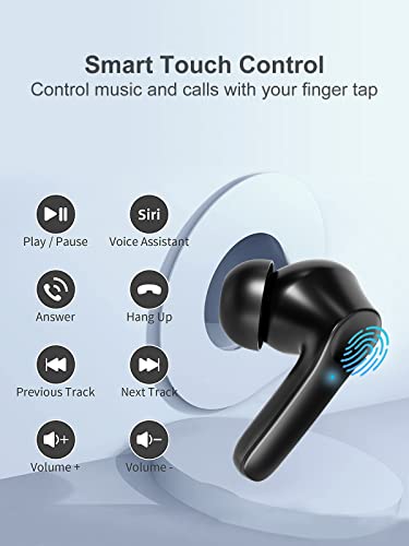 Wireless Earbuds Bluetooth 5.1 Headphones 48Hrs Playtime with LED Digital Display Charging Case, in Ear Earphones Stereo Headset with Mic and Touch Control for iPhone Android SmartPhone Tablet, Black