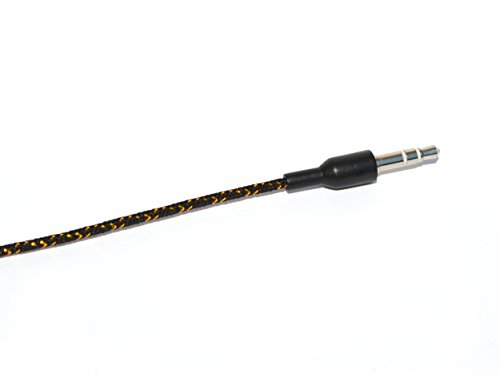 Tweedz Black & Gold Earbuds with Microphone and Controls - Durable, Tangle-Free, Travel Headphones with Long, Braided Fabric Wrapped Cords and Noise Isolating Ear Buds
