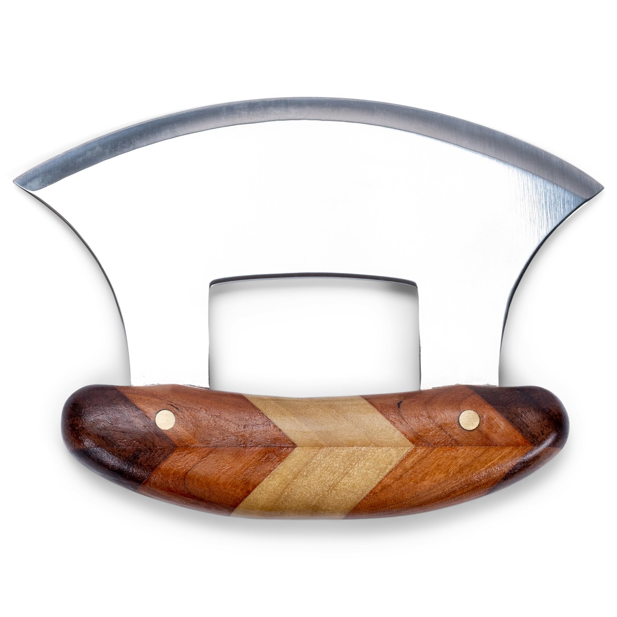 Elanze Designs 271 Wooden Handle Brown 8 Inch Wood and Stainless Steel Ulu Knife
