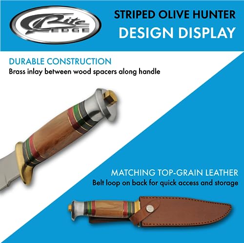 SZCO Supplies 12" Wood Handled Heavy Duty Stainless Steel Outdoor Hunting Knife With Sheath
