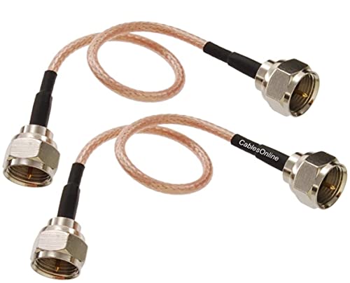 CablesOnline, 2-Pack 6-inches Slim Coax 75-ohm RG179 with F-Type Connectors TV, Satellite & Antenna Cable, SI-FF100-2