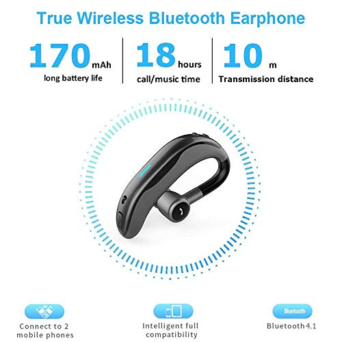 TechCode Wireless Headset with Mic, Bluetooth in-Ear Headphone w/ 180°Adjustable Earhook Business Handsfree Mic Earbud Sweatproof Sport Earpiece Stereo Earphone for iPhone XR/X/8/7,Galaxy S10/S9/S8