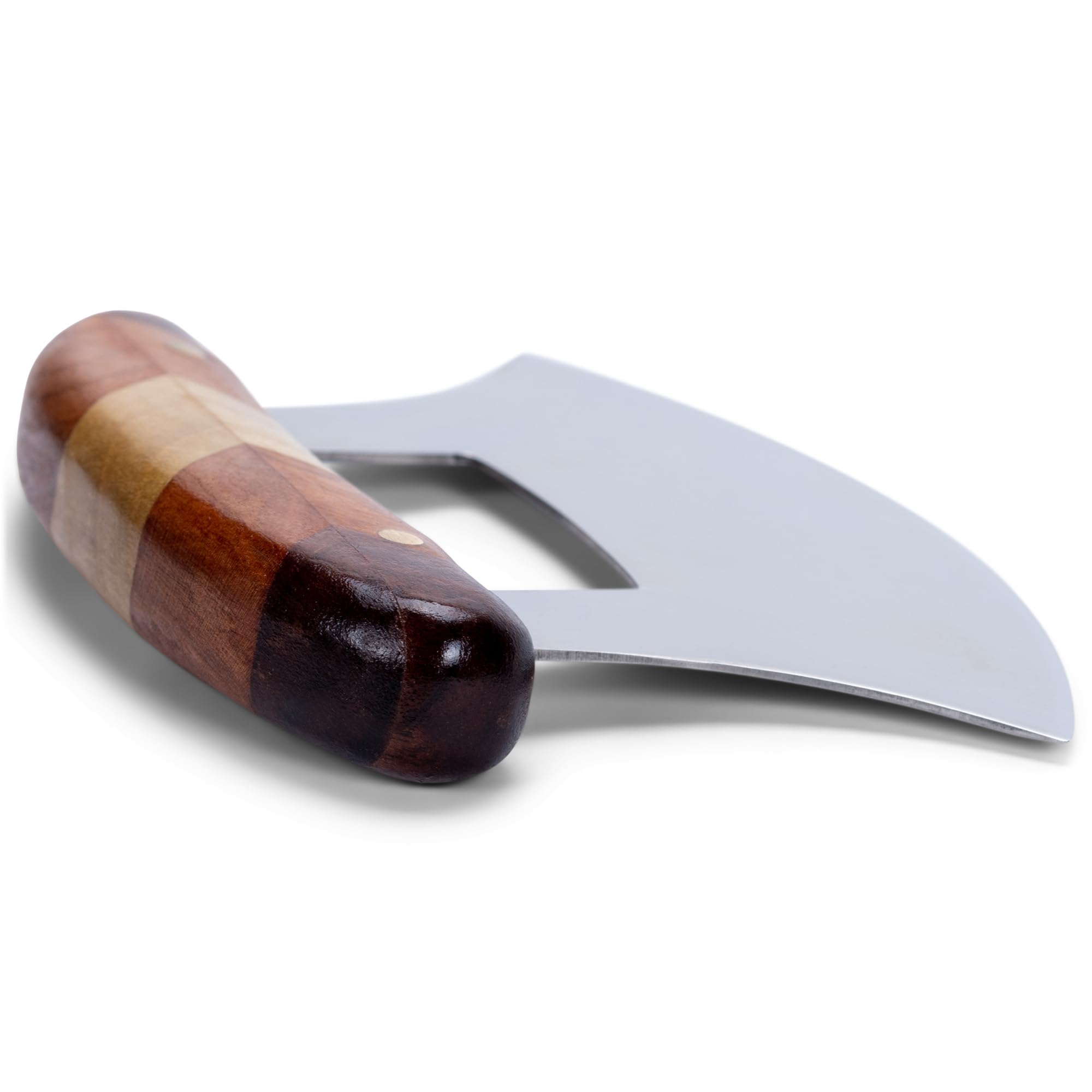Elanze Designs 271 Wooden Handle Brown 8 Inch Wood and Stainless Steel Ulu Knife