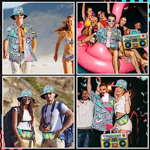 Xtinmee 6 Pcs 80s 90s Costume Hip Hop Outfit Set for Men Funny Rapper Rocker DJ Accessories Kit for Halloween Cosplay Party (Green,Large)