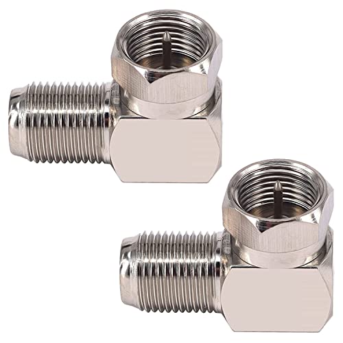 GZXUNFA 2 Pack F Type Coaxial Cable Right Angle Connector Male to Female Quick Connector Adapter, RG6 Coax Cable Extender – 90 Degree F Type Adapter for Wall Plates and Coax Cable