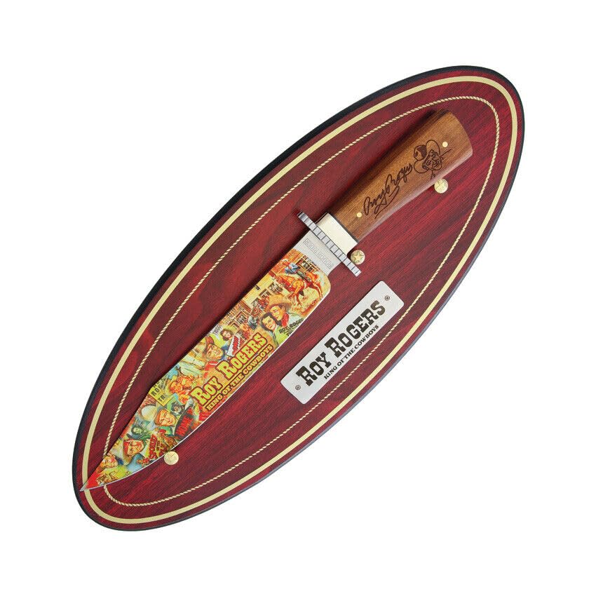 PIÑATAS OLE Roy Rogers Artwork Bowie Fixed Blade Wood Handle Knife + Plaque 1883 871373118834