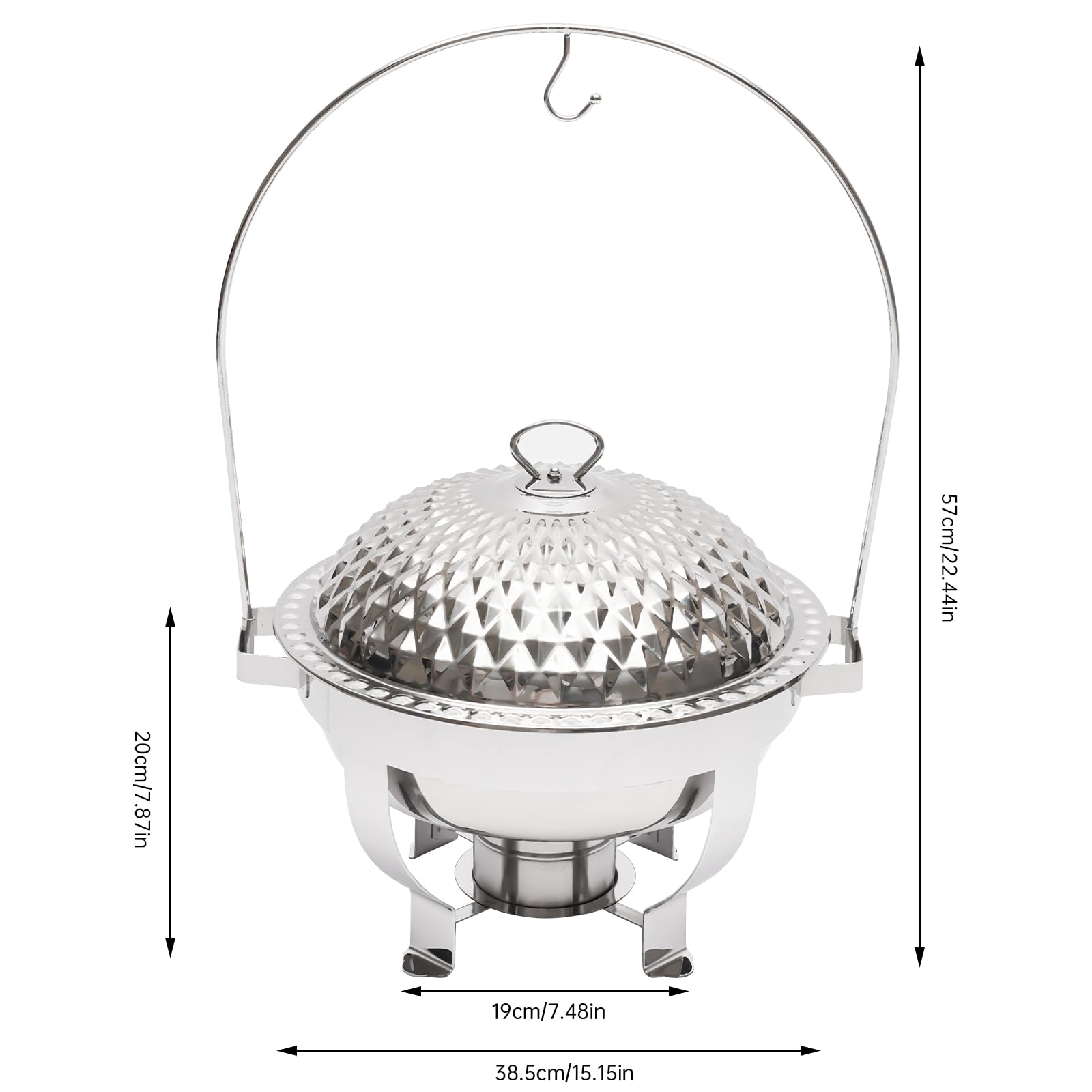 Chafing Dish Buffet Set Gold/Silver,4.5L Round Stainless Steel Chafer, Buffet Servers and Warmers Set Warming Tray for Wedding, Parties, Banquet, Events (Silver)