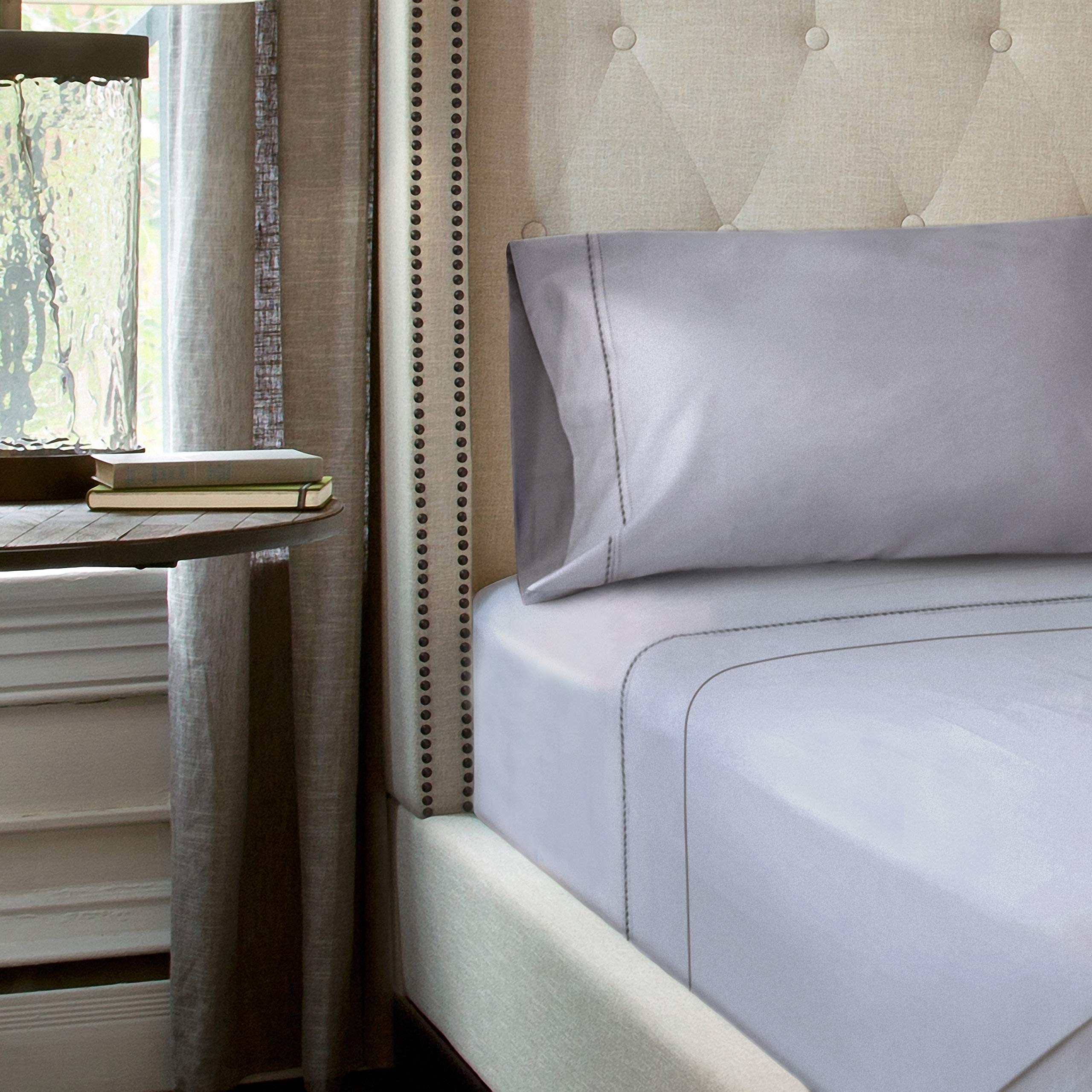 Tempur-Pedic Cool Luxury Sheet Set – Luxurious Softness and Breathable Fabric Keep You Comfortable – Queen, Silver Sconce - Includes 2 Standard Pillowcases, 1 Queen Flat Sheet, 1 Queen Fitted Sheet