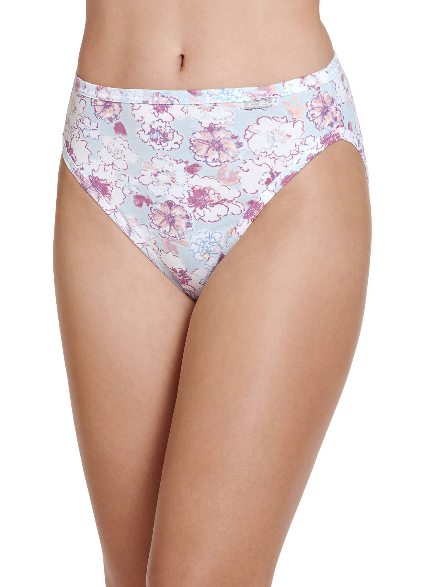 Jockey Women's Underwear Elance® French Cut - 3 Pack Underwear Women Pack, 100% Cotton, Dream Dot/Floral Clouds/Fresh Air Blue, 5