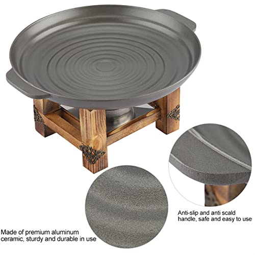 BBQ Round Roasting Tray, luminum Ceramic Plate Non Stick Grill Plate Barbecue Skewers Chafing Dish Party Buffet Pan Cookware for Barbecues, Camping, Durable and Reusable (2M)