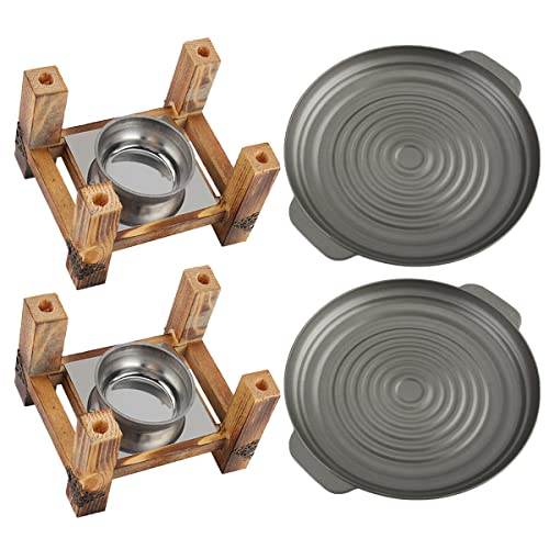BBQ Round Roasting Tray, luminum Ceramic Plate Non Stick Grill Plate Barbecue Skewers Chafing Dish Party Buffet Pan Cookware for Barbecues, Camping, Durable and Reusable (2M)