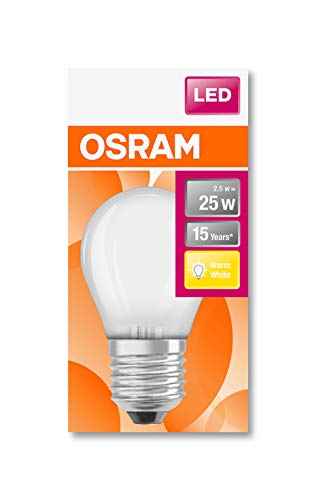 OSRAM LED lamp/Base: E27 / Warm White / 2700 K / 2.50 W/Replacement for 25 W Incandescent Bulb/Frosted/LED Retrofit Classic P [Energy Efficiency Class A++] / Pack of 10