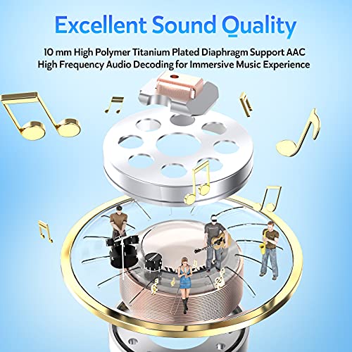 DACOM Wireless Earbuds Active Noise Cancelling Bluetooth 5.2 Built-in Microphone 32H Playtime Mini Charging Case in-Ear Earphones for iPhone Android Work Immersive Sound Premium Deep Bass Headset