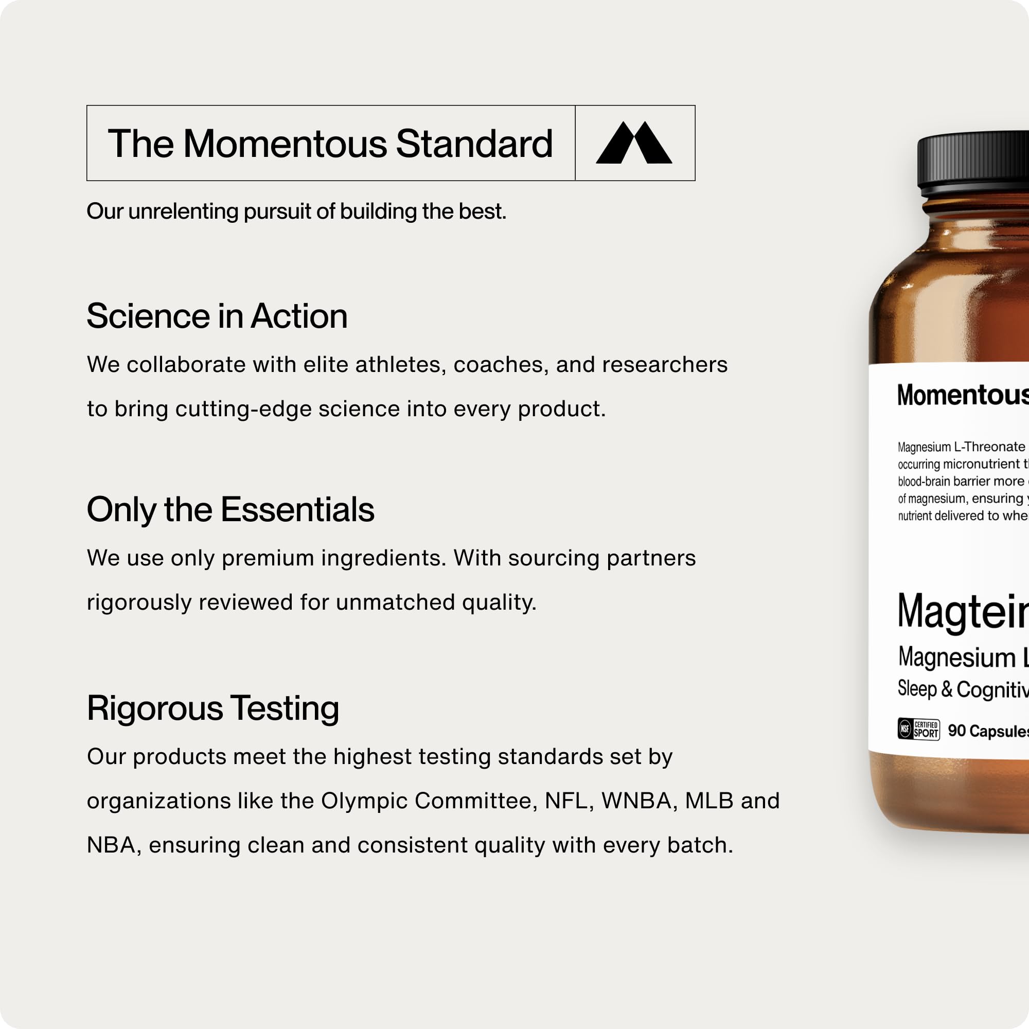 Momentous Magtein Magnesium L-Threonate 145mg - Magnesium Threonate Supplement for Cognitive Function & Rest Support, 30 Servings (Package May Vary)