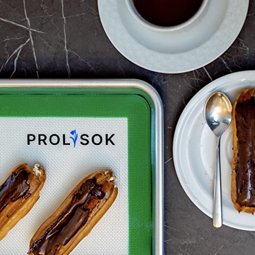 PROLISOK Silicone Baking Mat Pack of 3 – Non-stick Reusable Baking Liners – Food Grade Safe Oven Mats for Cookies, Macarons & Pastry – Half Sheet, Jelly Roll & Quarter Flexible Cooking Mats