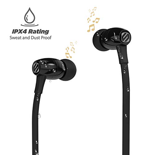 Scosche BT102 Rechargeable Bluetooth Wireless Earbuds with In-Line Microphone, Music Control Buttons and Noise Isolating Ear Cushions, Black