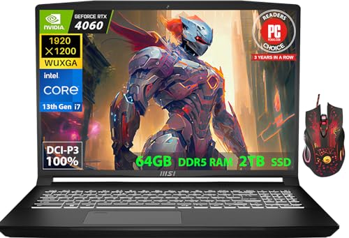 MSI Creator M16 Laptop 2023 Newest, 16" 60Hz QHD+ Content Creation Laptop, 13th Gen Intel Core i7-13620H(10-Core), GeForce RTX 4060, 64GB DDR5, 2TB SSD, 180-Degree Lay-Flat, WiFi 6, HDMI, Win 11 Home