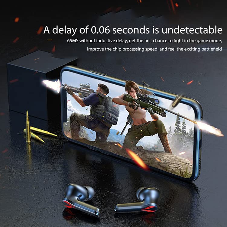 Low Latency Wireless Earphone TWS Gaming Headset with Bass Waterproof Sports Headphones Gamer Earbuds for iPhone, Samsung,LG and Other Mobile Phones, Tablets,TV's, Smart Bluetooth Devices