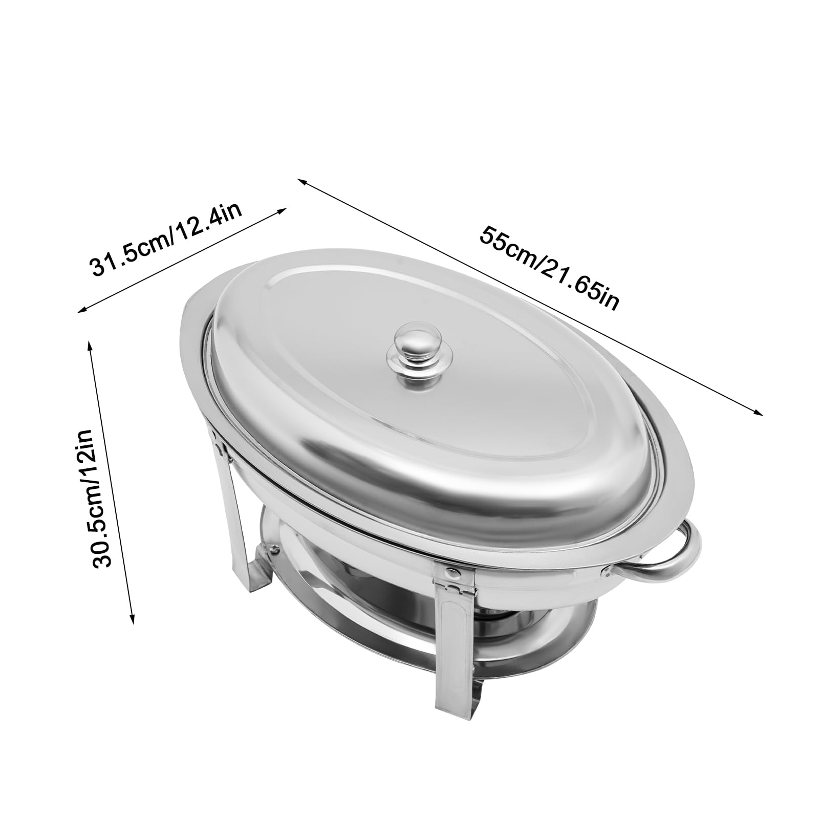 Shikiy 8.45QT Chafing Dish Food Warmer Pan, Stainless Steel Oval Chafers for Catering, Buffet Servers Food Heating Trays Buffet for Dinners, Catering, (Silver)