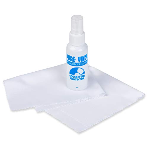 Collector Protector Vinyl Record Cleaner Kit - Includes 70’s-Style Soft Velvet Record Brush, LP Cleaning Solution, Stylus Brush & Cleaning Liquid, Microfiber Cloth & Storage Pouch