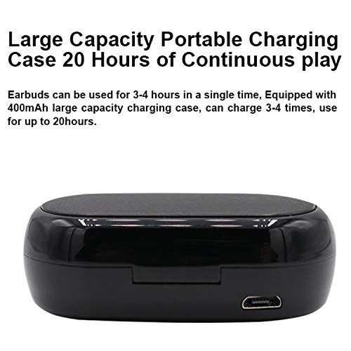 Dualpow Nanobuds Bluetooth 5.0 Wireless Earbuds, True Wireless Headphone Mini in-Ear Headset (Touch Control, 20hrs Playtime, Auto Pairing) Compatible with iPhone, Android, Smartphones (Black)