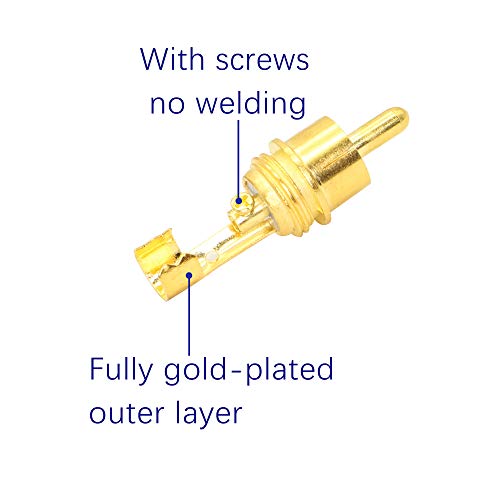 PNGKNYOCN RCA Stereo Connector Plug with Spring Coax Audio Solderless Gold Plated Adapter for Repair Speaker Cables(4-Pack)