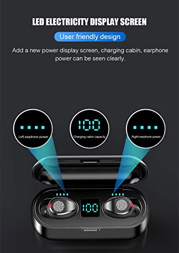 F9 TWS LED Touch Wireless Bluetooth Headset Stereo Noise Cancelling earplug with 2000mAh Charging case Mobile Power Supply, Black