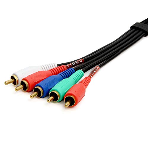 Cmple 5-RCA Male to 5RCA Male RGB Component Audio Video Cable for HDTV - Gold Plated RCA to RCA - 6 Feet, Black