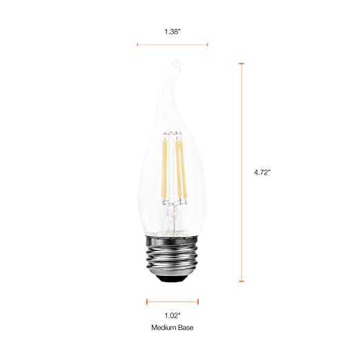 LEDVANCE Sylvania Reduced Eye Strain B10 LED Light Bulb, 40W = 4W, 13 Year, Medium Base, Dimmable, Clear, 2700K, Soft White - 12 Pack (41227)