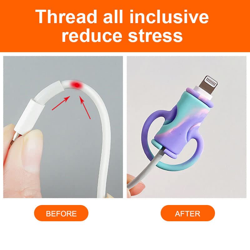 LUOCY 2 in 1 Data Cable Protector, Cute Silicone Data Cable Winder, Mobile Phone Charger Data Cable Anti-Break Protection Storage Tool, Universal Mini Data Cable Protective Cover (All(10PCS))