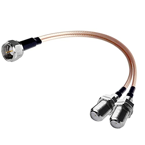 Goupchn F Type Coax Cable Splitter F Male to Dual Female 3 Way RG316 Coaxial Cable 19cm/7.5" for Cable Connection, TV, Satellite Receiver