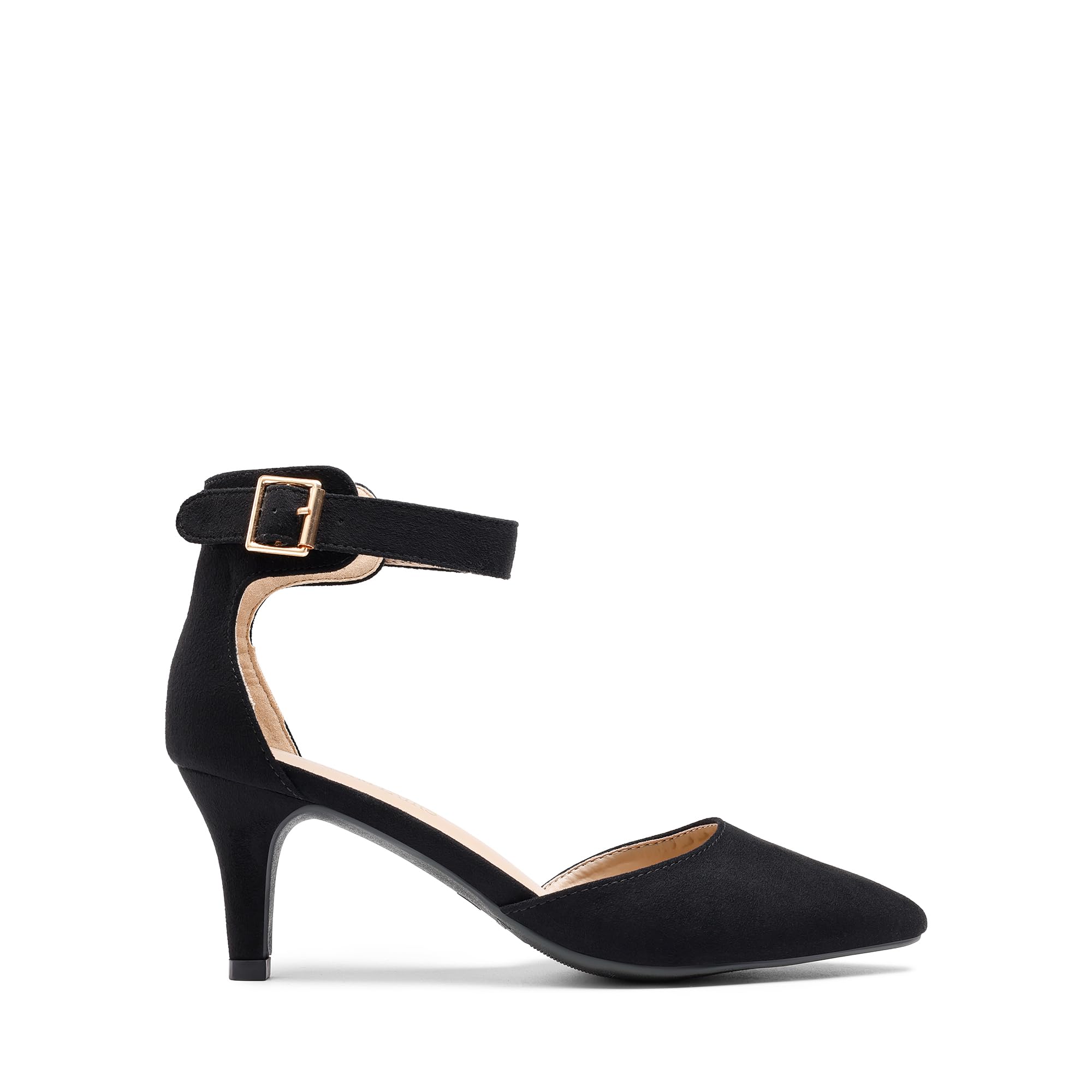 DREAM PAIRS Women's Lowpointed Black Suede Low Heel Dress Pump Shoes - 9 M US