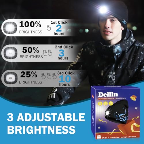 Bluetooth for Women Men Dad Beanie Hats with Light,Musical Knitted Cap with Headphone(Red)