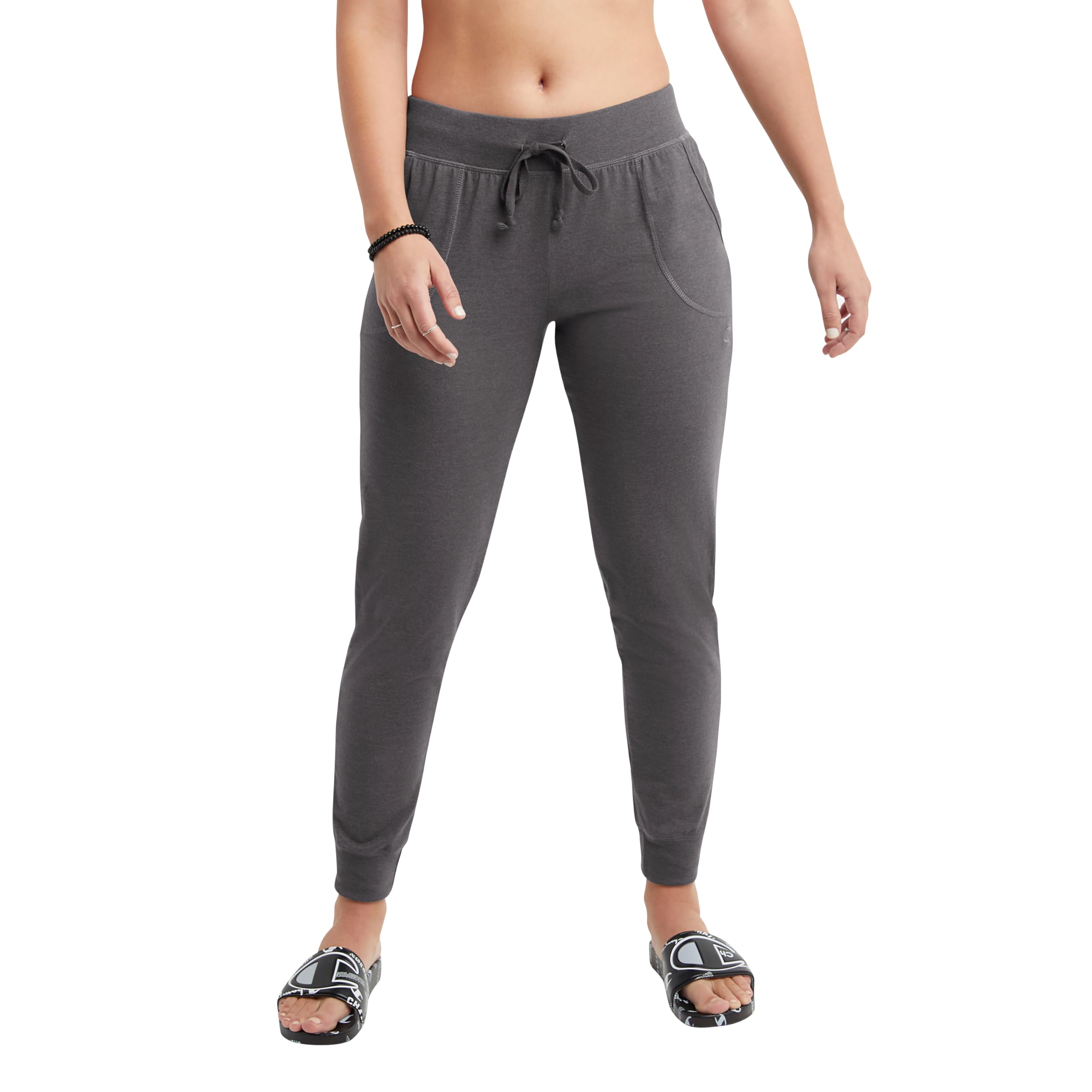 Champion Joggers, Lightweight, Comfortable Jersey Lounge Pants for Women, 29", Granite Heather, XX-Large