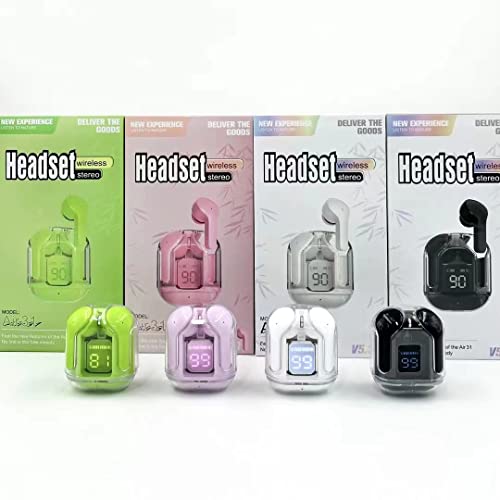 Air31 Wireless Earbuds Bluetooth 5.3, Wireless Earphones Transparent with Deep Bass Hi-Fi Stereo Sound, Bluetooth Headphone with Built-in Mic Charging Case Suitable for iPhone Android Laptop (White)