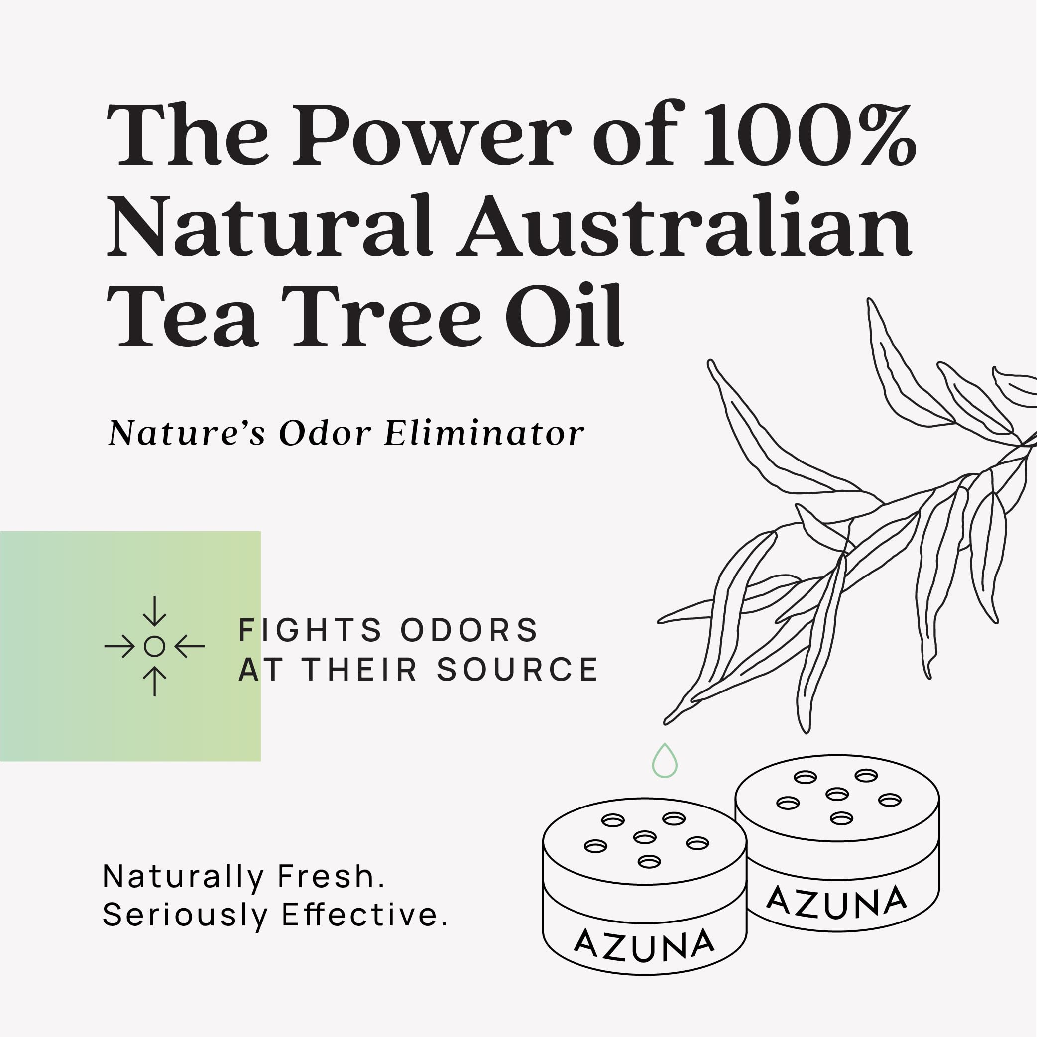 Azuna Air Freshener & Odor Eliminator Gel 2 Room Kit, Includes (2) 8 oz. Empty Luxe Glass Jars & 12 oz. Refill with Tea Tree Essential Oil, Amalfi Breeze, Works 24/7 for 60-90 Days
