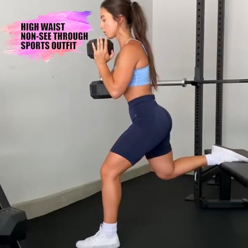 NEW YOUNG 3 Pack Biker Shorts with Pockets for Women – High Waisted Tummy Control 8" Workout Spandex Yoga Bike Shorts
