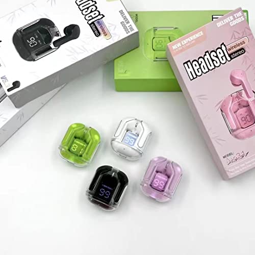 Air31 Wireless Earbuds Bluetooth 5.3, Wireless Earphones Transparent with Deep Bass Hi-Fi Stereo Sound, Bluetooth Headphone with Built-in Mic Charging Case Suitable for iPhone Android Laptop (White)