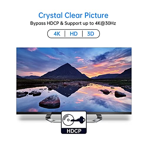 4K HDMI Splitter 1 in 4 Out 【with 5ft Cable】, Yinker 4 Way HDMI Splitter 1x4 4Kx2K@30Hz w/AC Adapter, Mirror Duplicate for PS4 Fire Stick HDTV