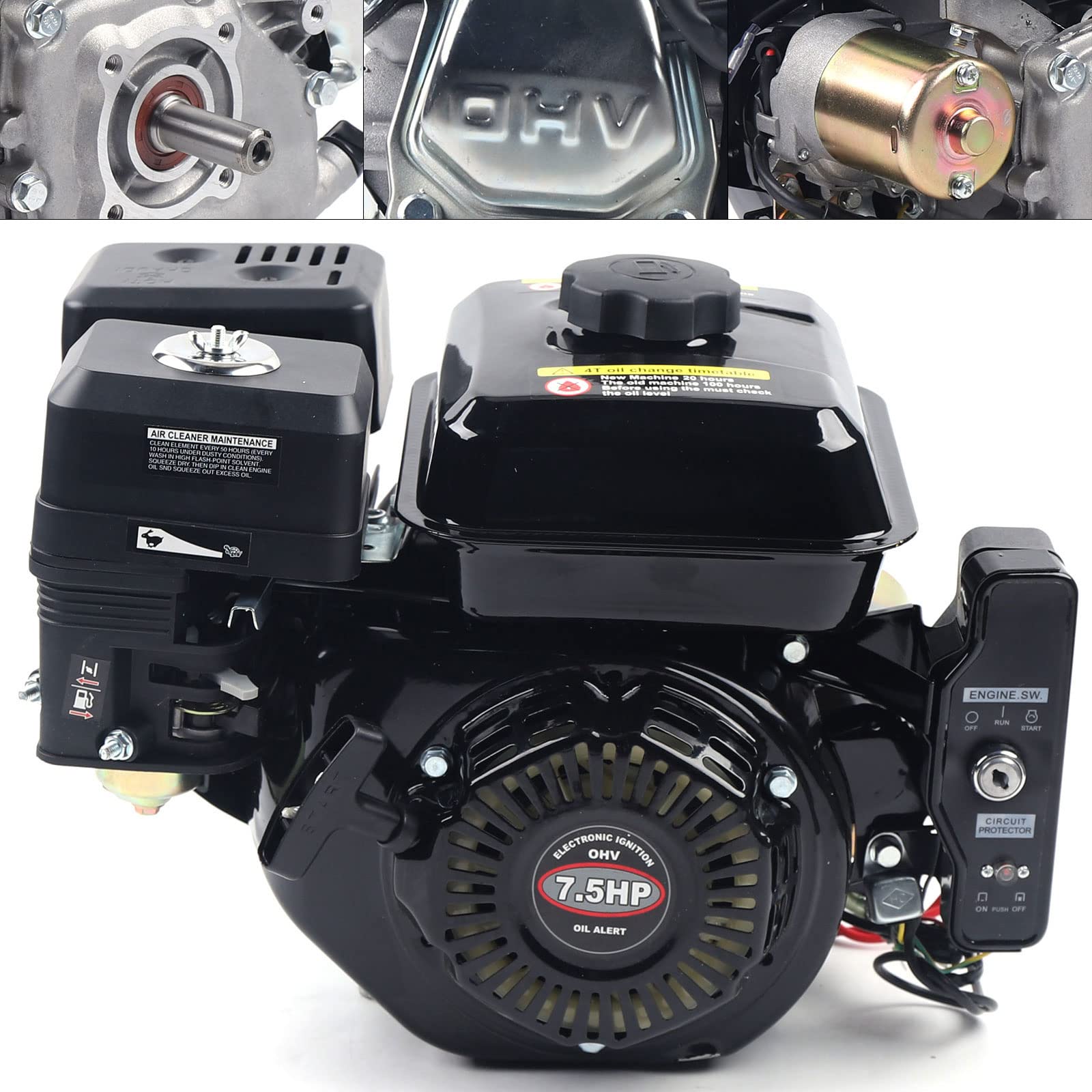 212Cc 4 Stroke 7.5 Hp 3600 RPM Electric Start Go Kart Log Splitter Gas Engine Motor Power USA