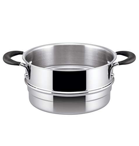 Circulon Momentum Stainless Steel Sauce Pan/Saucepan with Steamer Insert, 3 Quart, Silver