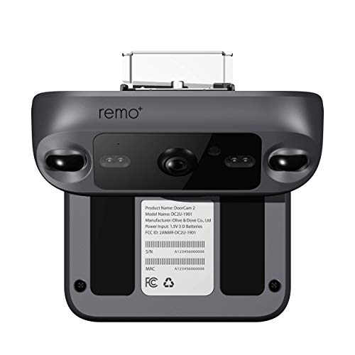 Remo+ DoorCam 2 Wireless Over-The-Door Smart Security Camera with 1080p HD Video, Motion Sensor, 2-Way Talk, and Alexa Enabled (No Monthly Fees) (Free Cloud Storage), Dark Grey