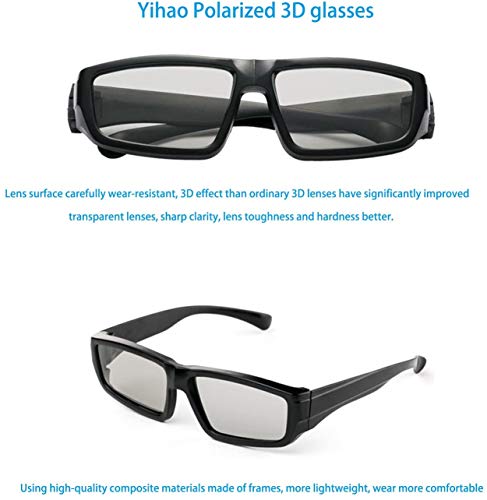 Passive 3D Glasses Polarized Lenses for Passive 3D TVs RealD Cinema Projectors Sony Sharp Samsung LG Philips, Note: Not Compatible with 3D Active Shutter TV Models - 4 Pairs